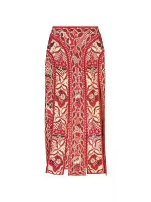 ALEMAIS Kenny Floral-print Maxi Skirt - Red