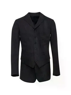 Comme Des Garçons Dobby Pinstripe-pattern Zip-detail Blazer