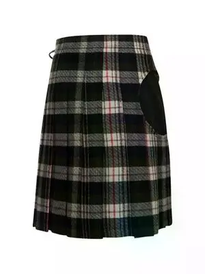 OPEN YY Check-pattern Fringed Skirt