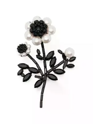 Ermanno Scervino Floral-motif Crystal-embellished Brooch - Grey