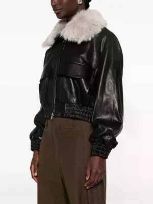 Nour Hammour Ellery Fur-collar Leather Jacket