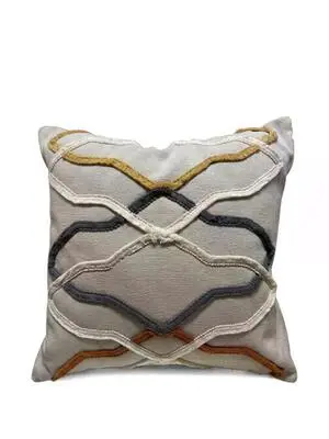 L'OCA NERA Embroidered Canvas Cushion - Neutrals