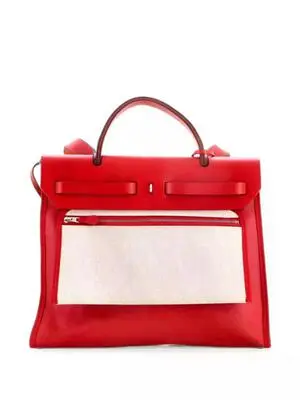 Hermès Herbag Zip Berline Vache Canvas And Leather 31 Shoulder Bag