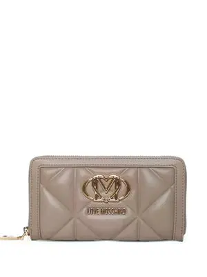 Moschino Quilted Logo-plaque Wallet - Neutrals