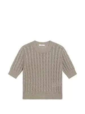 Max Mara Cable-knit Short-sleeve Sweater - Neutrals
