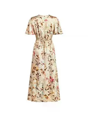 Guess Maxi Floral-print Lace-trim Dress