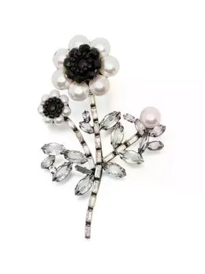 Ermanno Scervino Floral-motif Crystal-embellished Brooch - Silver
