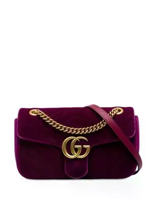 Gucci 2016-2026 Medium Gg Marmont Matelasse Velvet Shoulder Bag - Purple