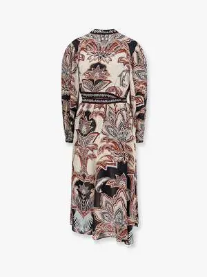 Farm Rio Viscose Tapestry Dream Long-sleeve Midi Dress