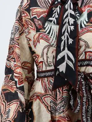 Farm Rio Viscose Tapestry Dream Long-sleeve Midi Dress