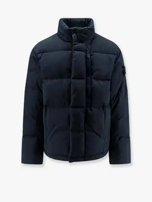 Stone Island Cotton Nylon Tela Down Jacket With Iconic Patch