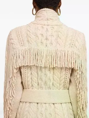 HAYLEY MENZIES Avni Cable-knit Fringed Cardigan