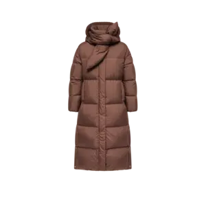 Moncler Ornement Hooded Long Down Jacket - Brown
