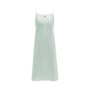 Not Just Pajama Little Heart Collection Silk Slip Dress Light - Blue