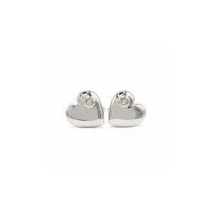 CIER Diamond Heart Stud Earrings - Silver