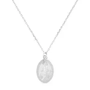ELK & BLOOM Dainty Virgin Mary Miraculous Medal Choker Necklace - Silver