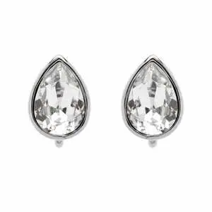 EMMA HOLLAND JEWELLERY Platinum Pear Crystal Clip Earrings - Silver