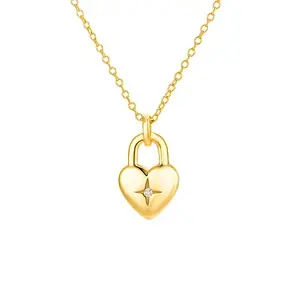 NAZZAR Diamond Burst Heart Pendant Necklace - Gold