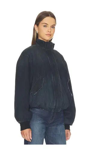 Courtney Zheng Cropped Denim Bomber Jacket In . Also