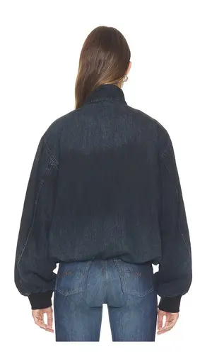 Courtney Zheng Cropped Denim Bomber Jacket In . Also