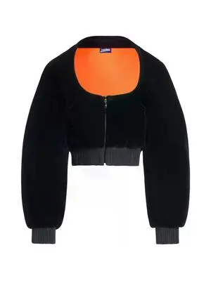 JEAN PAUL GAULTIER Boxy-fit Cropped Bomber Jacket - Black
