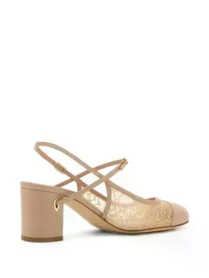 Jennifer Chamandi Mattia 65 Lace-panelled Calf Leather Pumps