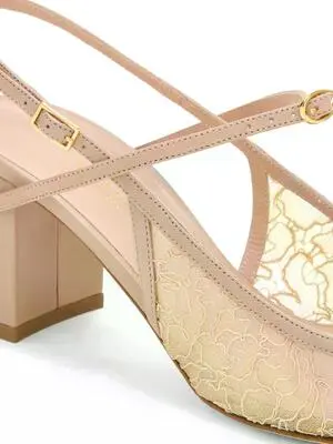 Jennifer Chamandi Mattia 65 Lace-panelled Calf Leather Pumps