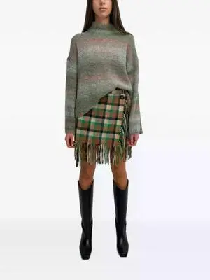 Rodebjer The Aera Checked Fringed Skirt - Brown