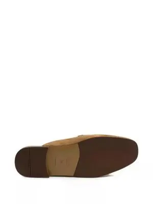 Prada Logo-plaque Suede Mules - Neutrals