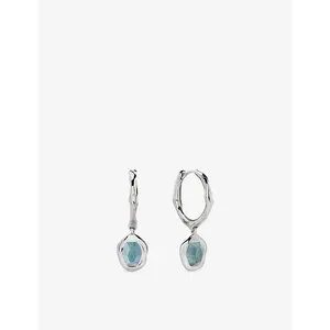 Monica Vinader Odyssey Gemstone Sterling And Aquamarine Huggie Earrings - Silver