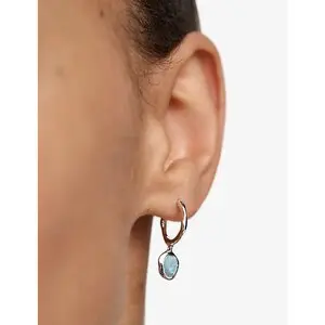 Monica Vinader Odyssey Gemstone Sterling And Aquamarine Huggie Earrings - Silver