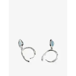 Monica Vinader Odyssey Gemstone Sterling And Aquamarine Huggie Earrings - Silver