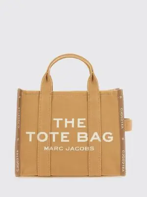 Marc Jacobs The Medium Tote Bag In Canvas With Contrasting Logo Print - Camel