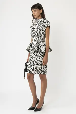 Arakii Peplum Boat Neck Top - Zebra