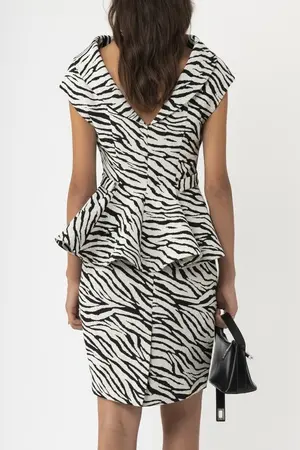 Arakii Peplum Boat Neck Top - Zebra