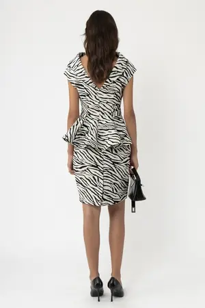 Arakii Peplum Boat Neck Top - Zebra