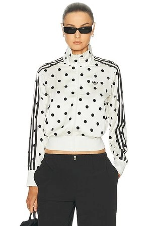 ADIDAS ORIGINALS Firebird Tt Classic Satin Polka Dot Jacket - Off White
