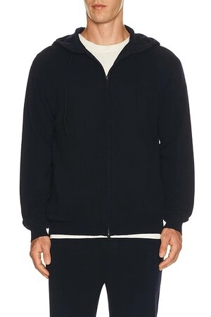 LISA YANG Emerson Hooded Zip Sweater - Navy