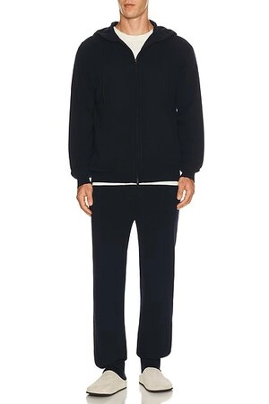 LISA YANG Emerson Hooded Zip Sweater - Navy