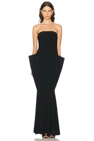 Norma Kamali Strapless Wing Fishtail Gown