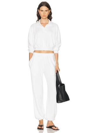 Eterne Cropped French Terry Polo Sweatshirt
