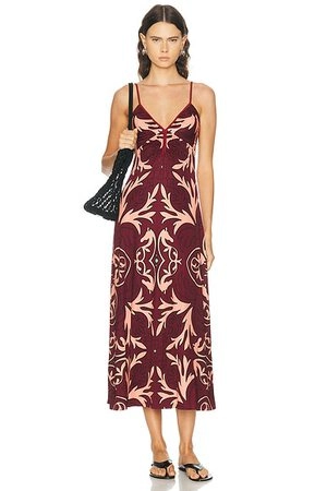 Johanna Ortiz Nuestra Tierra Ankle Dress - Wine