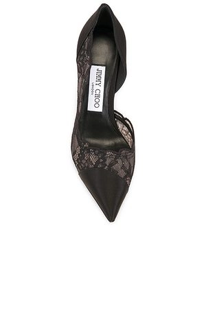 JIMMY CHOO Brigitte Lace Satin 100 Pump - Black