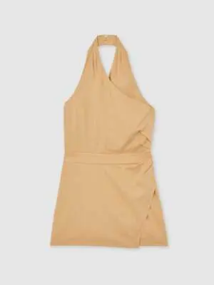 REISS Lyocell Cotton Halter Skort Playsuit