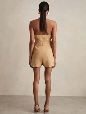 REISS Lyocell Cotton Halter Skort Playsuit