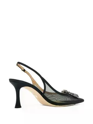 Badgley Mischka Yuta Crystal-embellished Mesh Pumps - Black