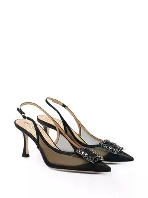Badgley Mischka Yuta Crystal-embellished Mesh Pumps