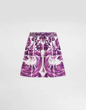 Dolce & Gabbana Majolica-print Poplin Shorts Pants And Shorts - Multicolor