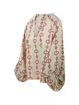 BY MALENE BIRGER Salia Parisian Scarf Geometric-print Blouse - Neutrals