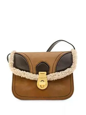 THE BRIDGE Shearling-trim Leather Cross Body Bag